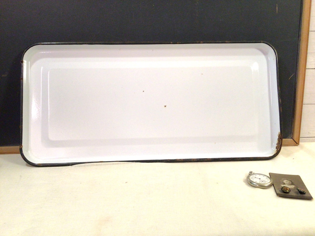 Large White Enamel Tray, Enamelware - Etsy