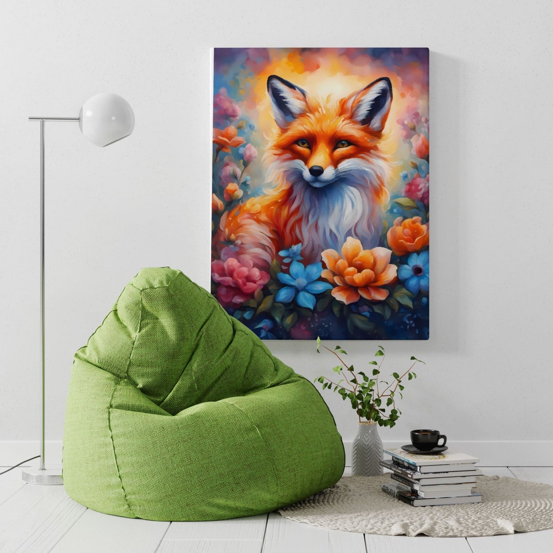 Jasper the Fox Digital Print Watercolor Wall Art Fox Lovers Gift Preppy ...