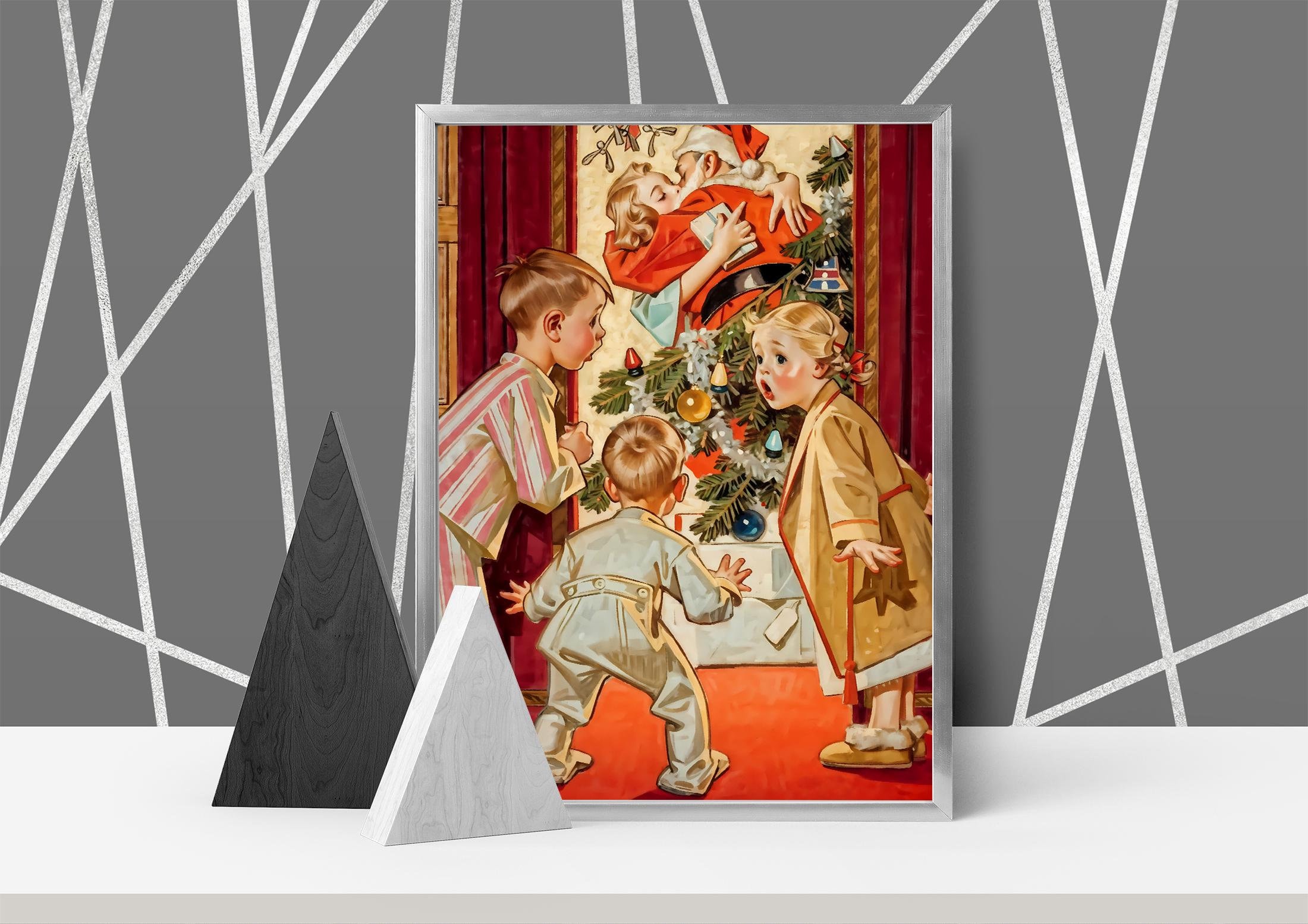 Vintage Santa Kissing Mommy Christmas Poster (digital Download) - Etsy