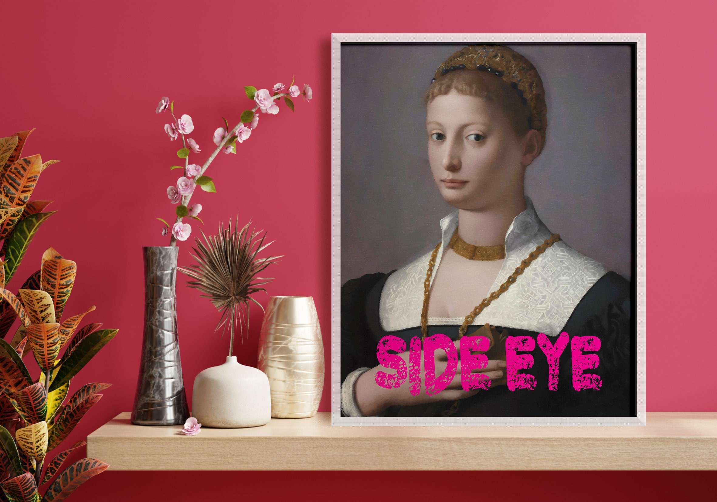 Side Eye Funny Digital Print Altered Art Poster Humorous Living Room ...