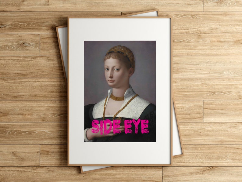 Side Eye Funny Digital Print Altered Art Poster Humorous Living Room ...