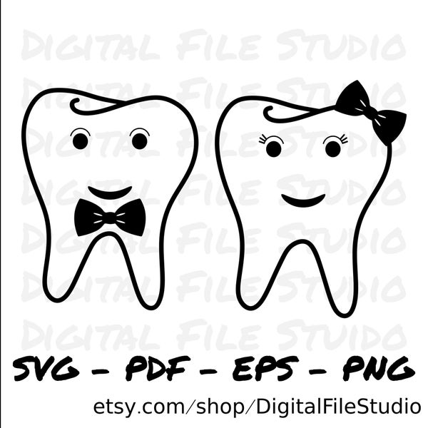 Tooth With Bow Svg - Etsy