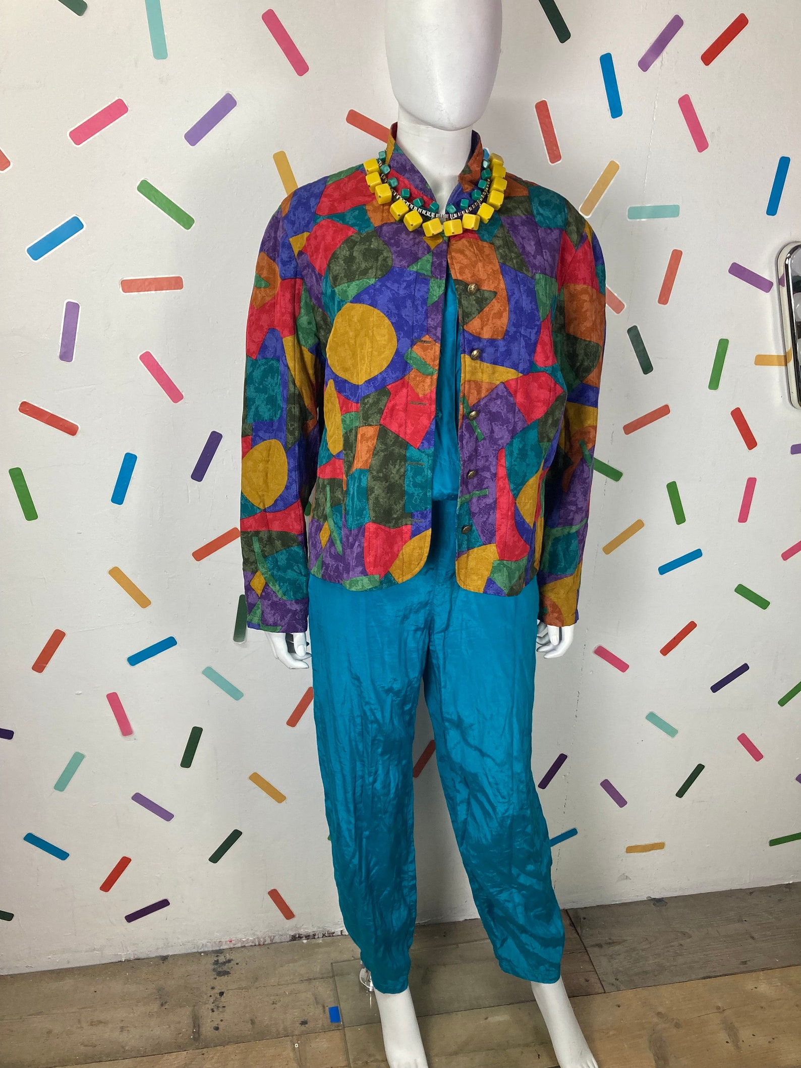 1980s True Vintage Geo Design Quilted Jacket Size 12/14 - Etsy