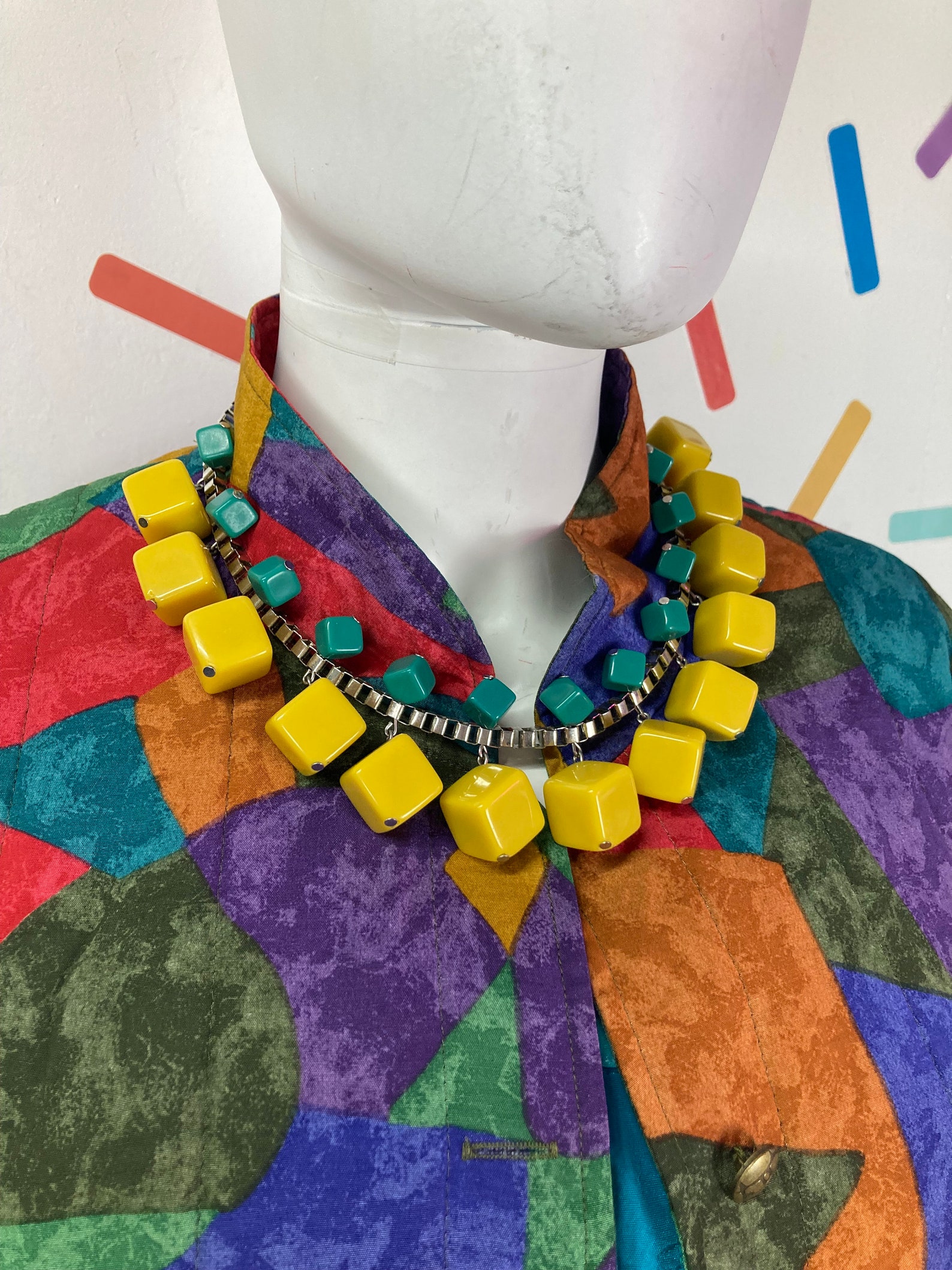 1980s True Vintage Geo Design Quilted Jacket Size 12/14 - Etsy