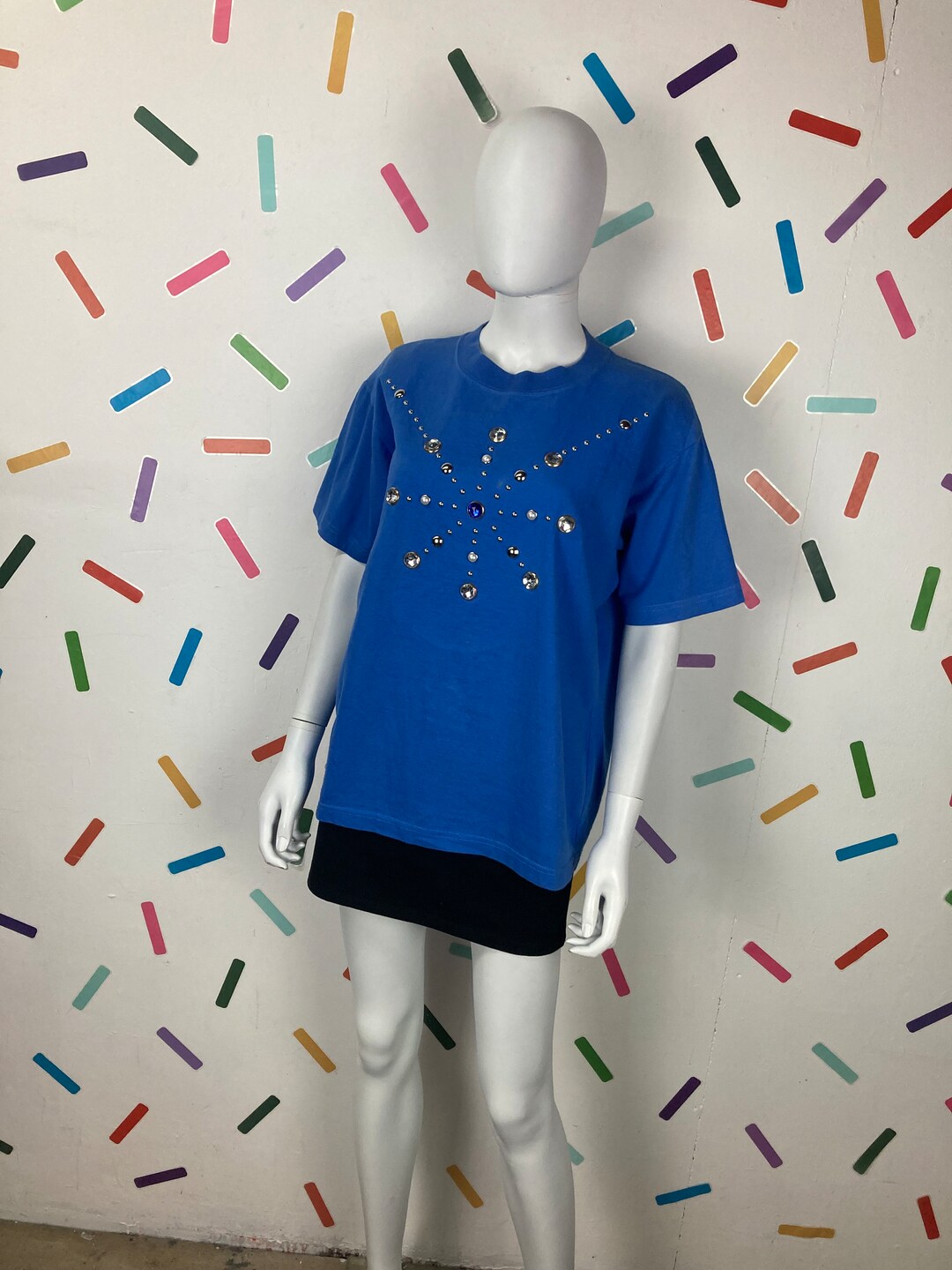 1980s True Vintage Bright Blue Jewel Design S Shirt Size 12/14 - Etsy
