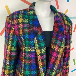 80s True Vintage Rainbow Check Design Jacket With Pockets Size 14/16 - Etsy