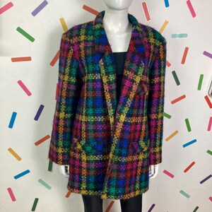 80s True Vintage Rainbow Check Design Jacket With Pockets Size 14/16 - Etsy