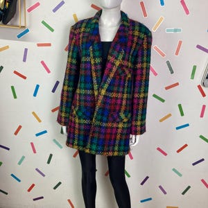 80s True Vintage Rainbow Check Design Jacket With Pockets Size 14/16 - Etsy