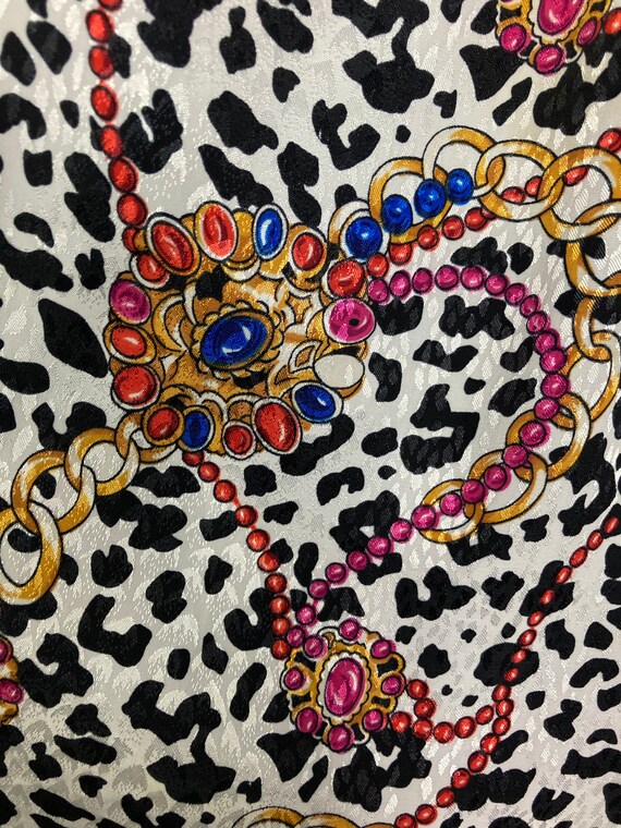 True vintage 1980s animal and jewel print long sleev… - Gem