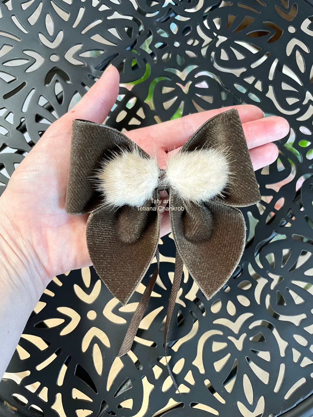 Velvet Bow Ties/round Christmas Towel/xmas Napkin Rings Velvet Fur ...