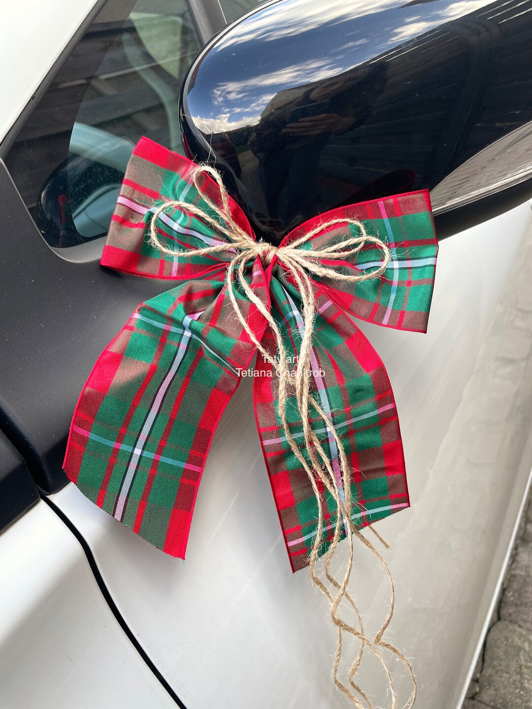 Scottish Bow Tie in Jute and Tartan/antenna Loop Car Bow/car Decoration ...