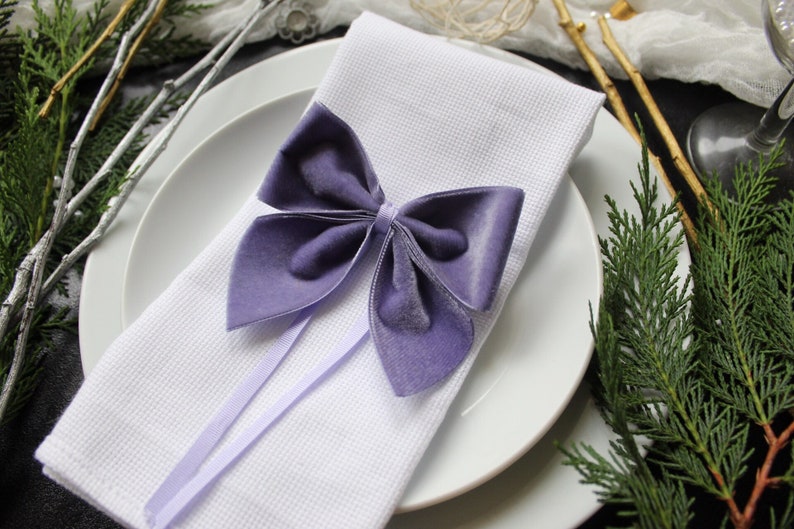 Velvet Bow Ties/christmas Napkin Rings/xmas Napkin Rings Velvet/french ...