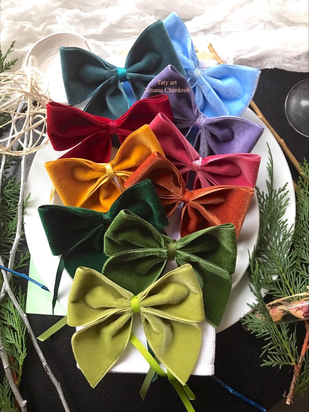 Velvet Bow Ties/christmas Napkin Rings/xmas Napkin Rings Velvet/french ...