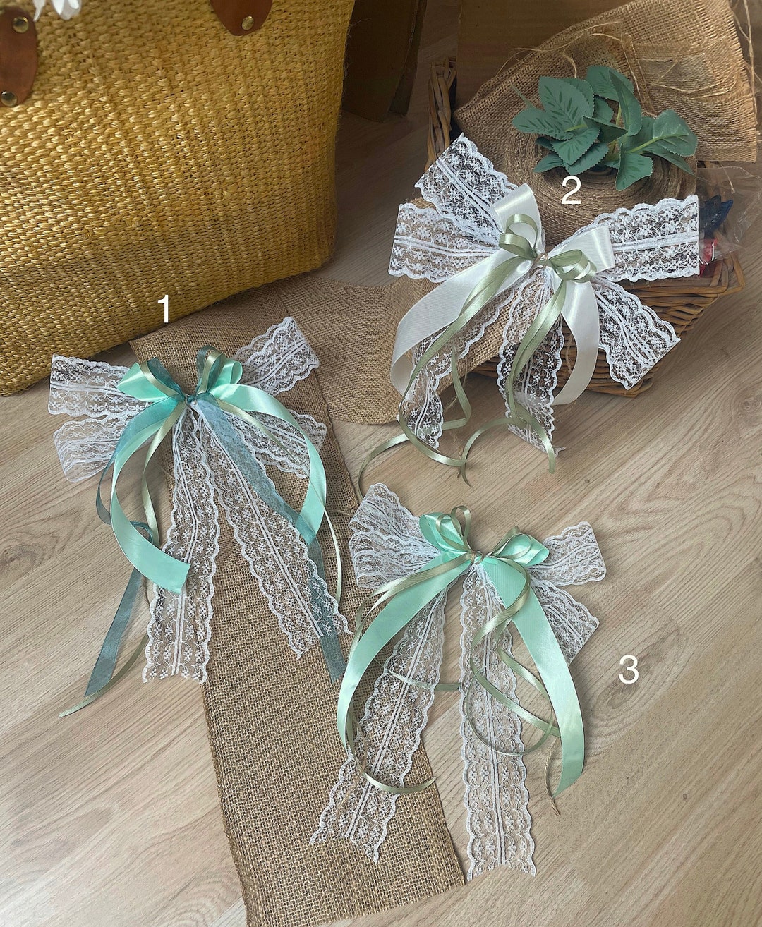 Bow Tie in Satin and Lace/antenna Loop Car Bow/node Rearview Mirrors ...