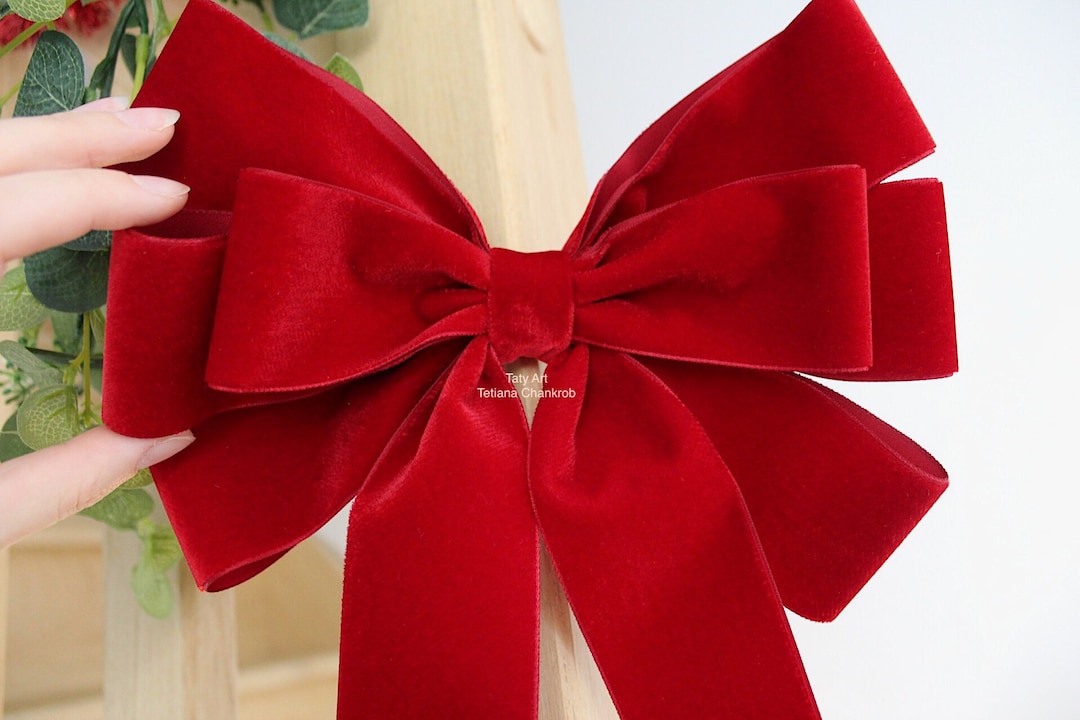 Velvet Bow Ties 9" / Velvet / Christmas Bow / Christmas Velvet / Wreath ...