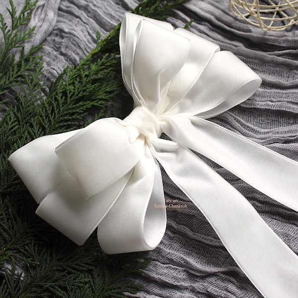 Large White Velvet Bow Topper - Etsy