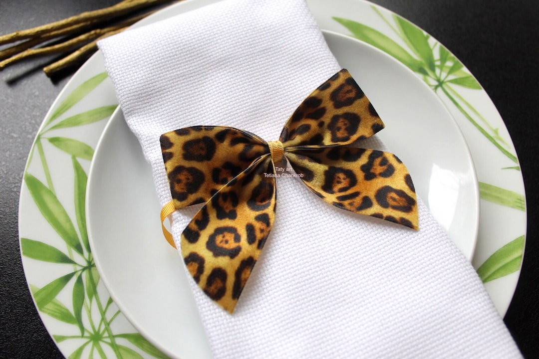 200 Leopard Velvet Bow Ties/christmas Napkin Rings/jaguar Napkin Rings ...