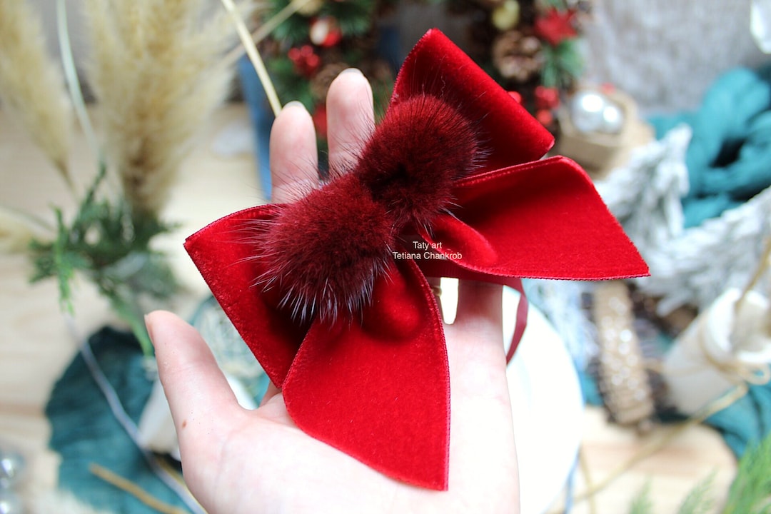 Velvet Bow Ties/round Towel Christmas/xmas Napkin Rings Velvet Fur/deep ...