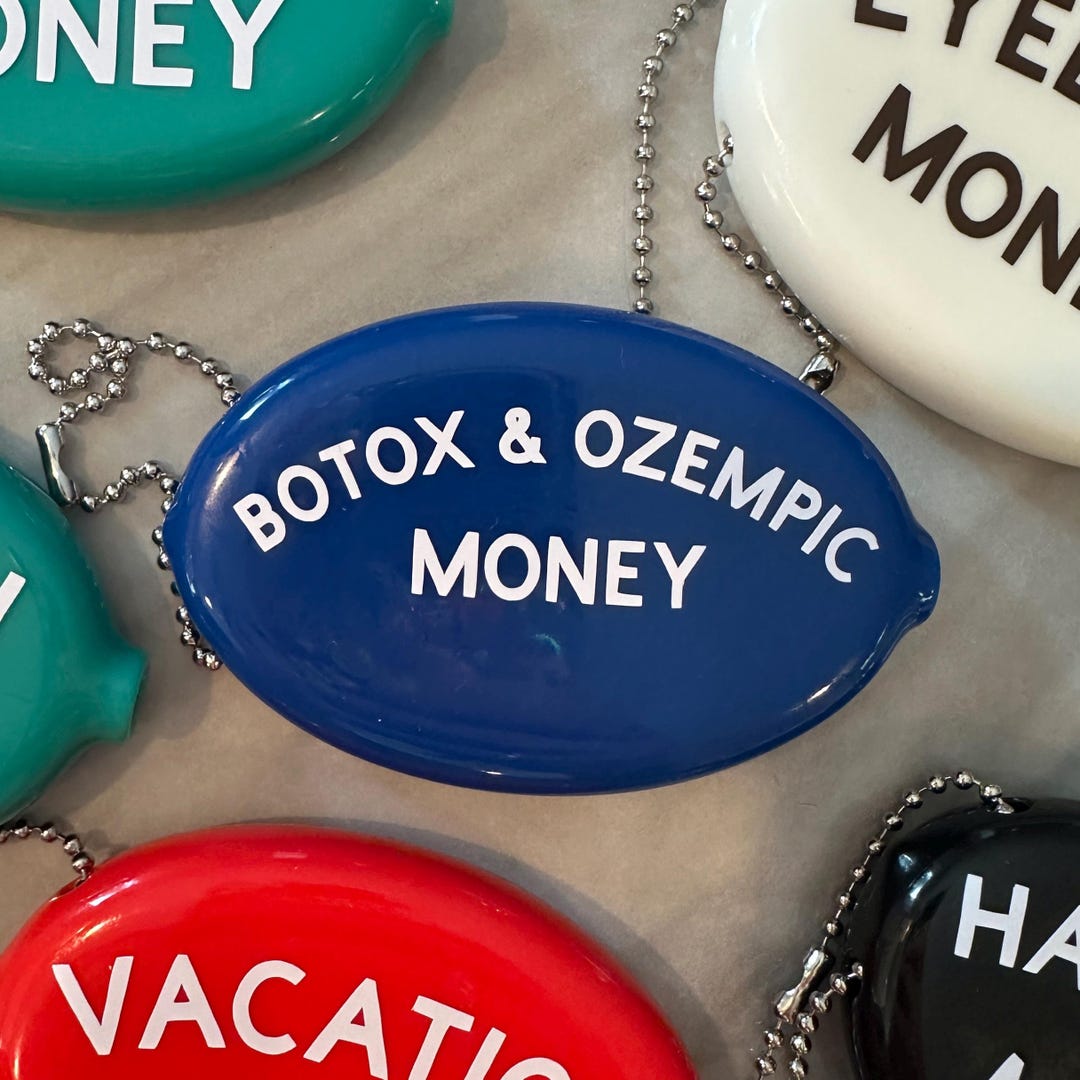 Botox & Ozempic Money Retro Rubber Squeeze Coin Purse Keychain ...