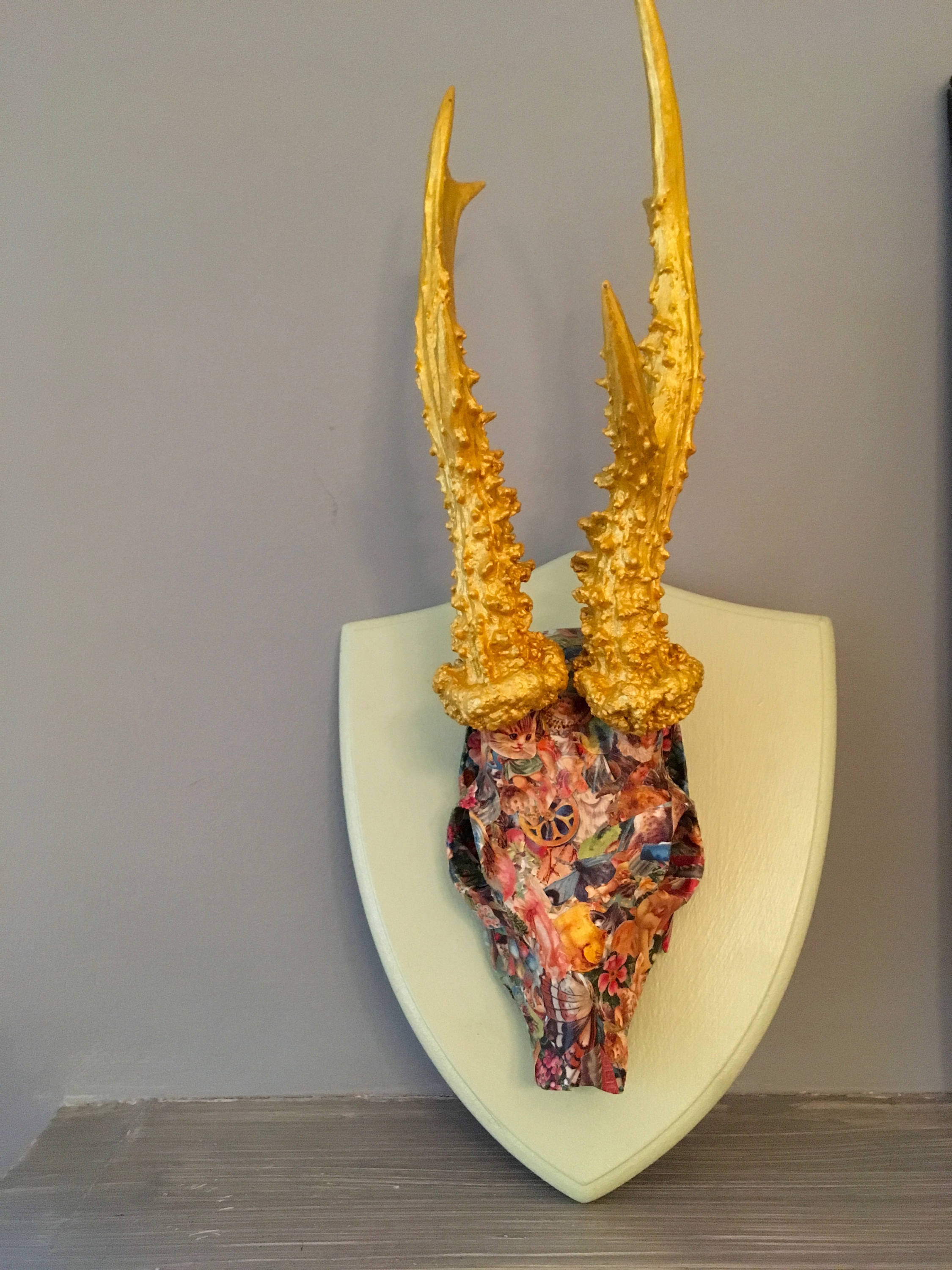 Unique Handcrafted Colourful Real Deer Head With Gold Leaf - Etsy UK