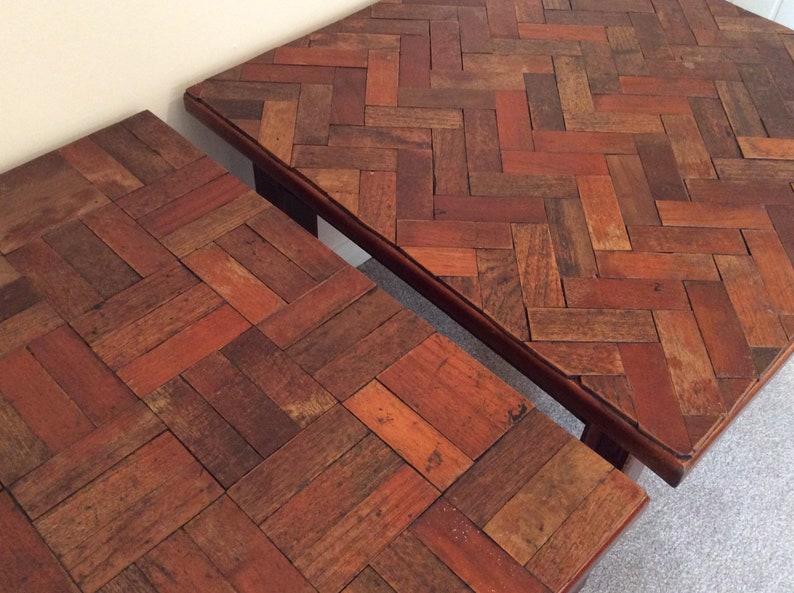 Reclaimed Parquet Flooring Tables. Parquet Flooring Side - Etsy
