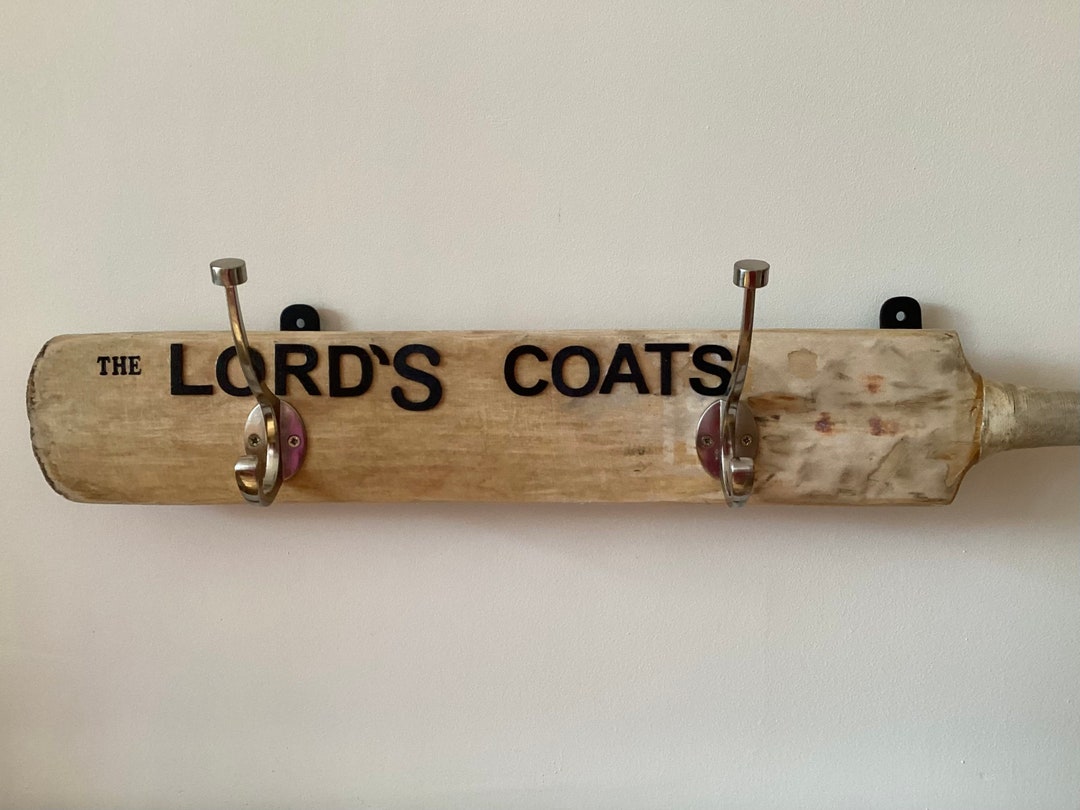 Cricket bat coat hook. Coat rack. The Lords coats. Gift for him ...