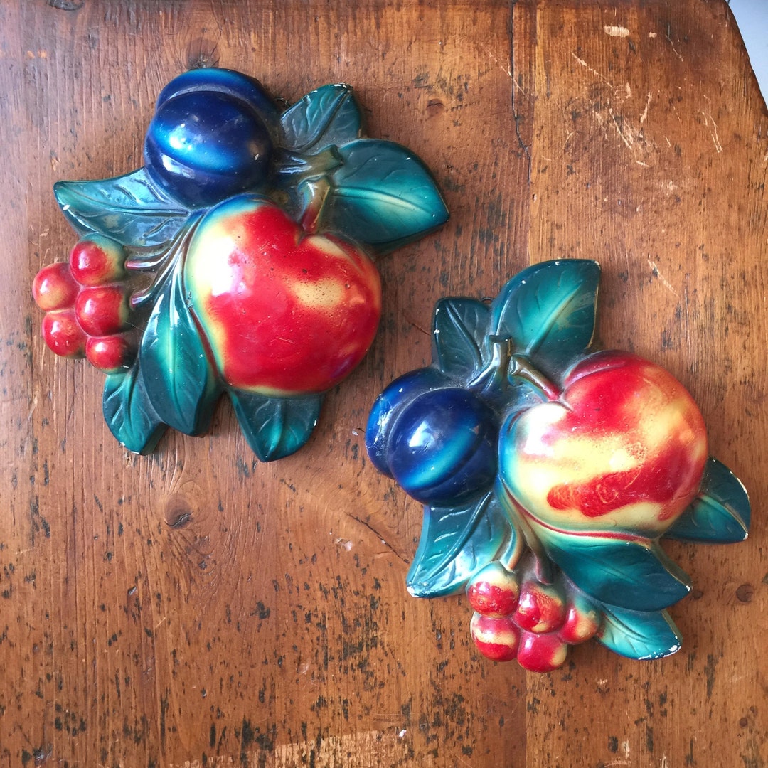 Chunky Chalkware Fruit Hangings 50's Farm House Retro - Etsy