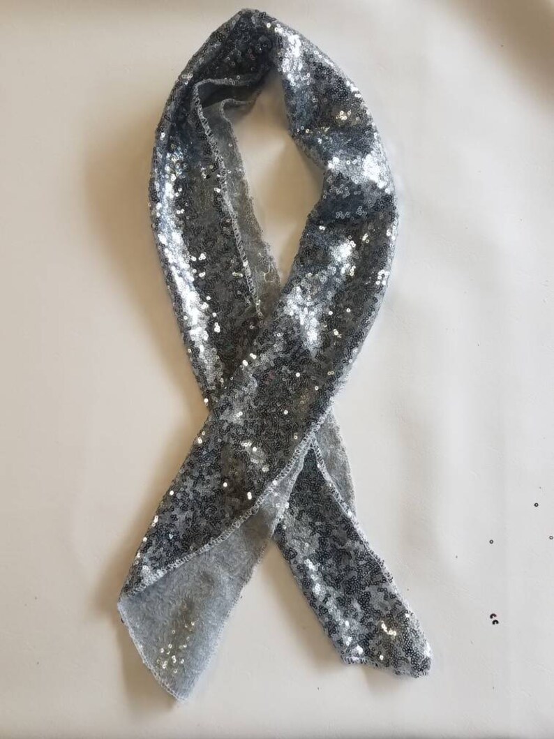 Dark Silver Sequin Scarf - Etsy