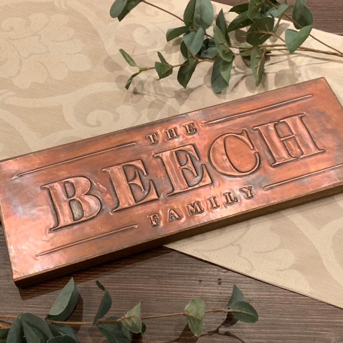 Copper Family Name Sign | Etsy