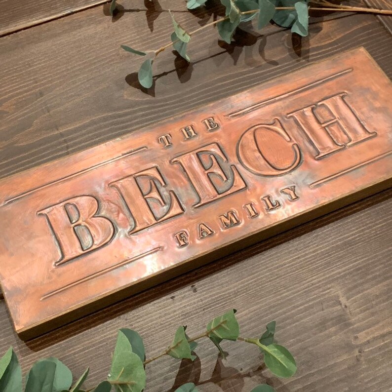 Copper Family Name Sign | Etsy