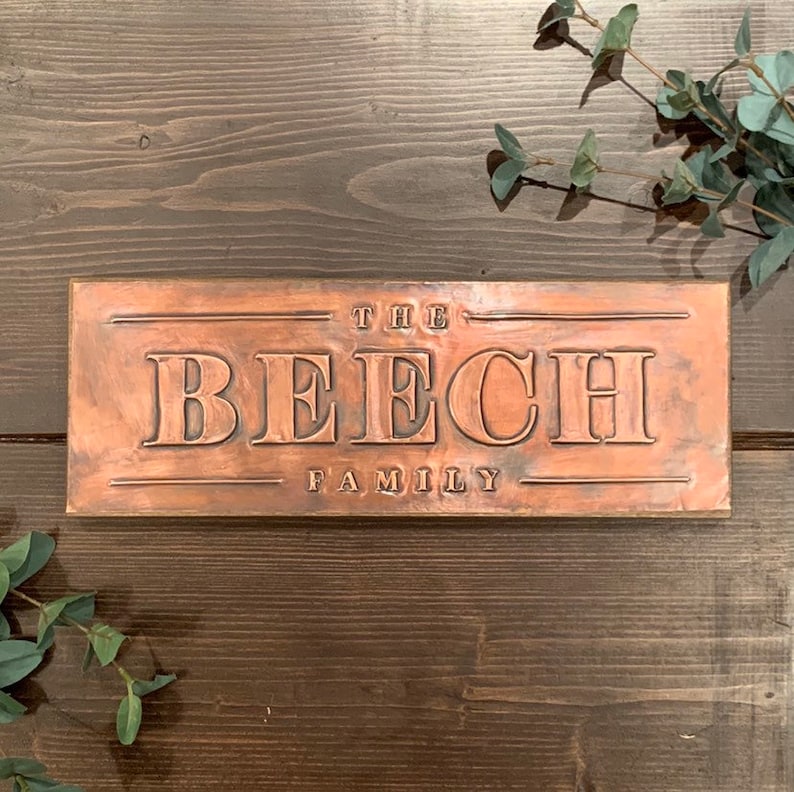 Copper Family Name Sign | Etsy