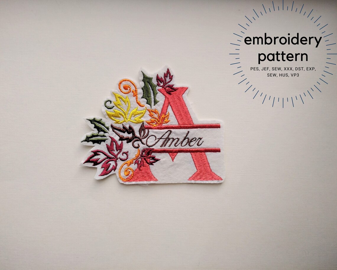 Autumn Letter Designs Split Letter Monogram Embroidery - Etsy UK