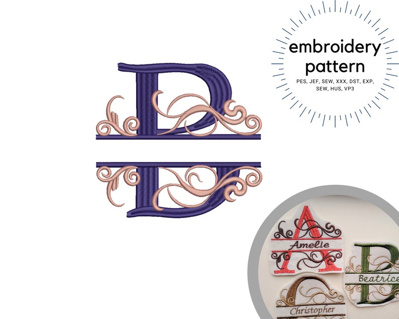 Letter B Split Letter Monogram Embroidery Pattern - Etsy