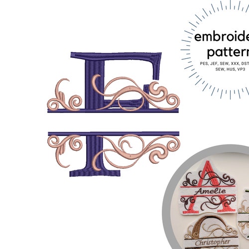 6'' Split Letter Monogram Embroidery Pattern - Etsy