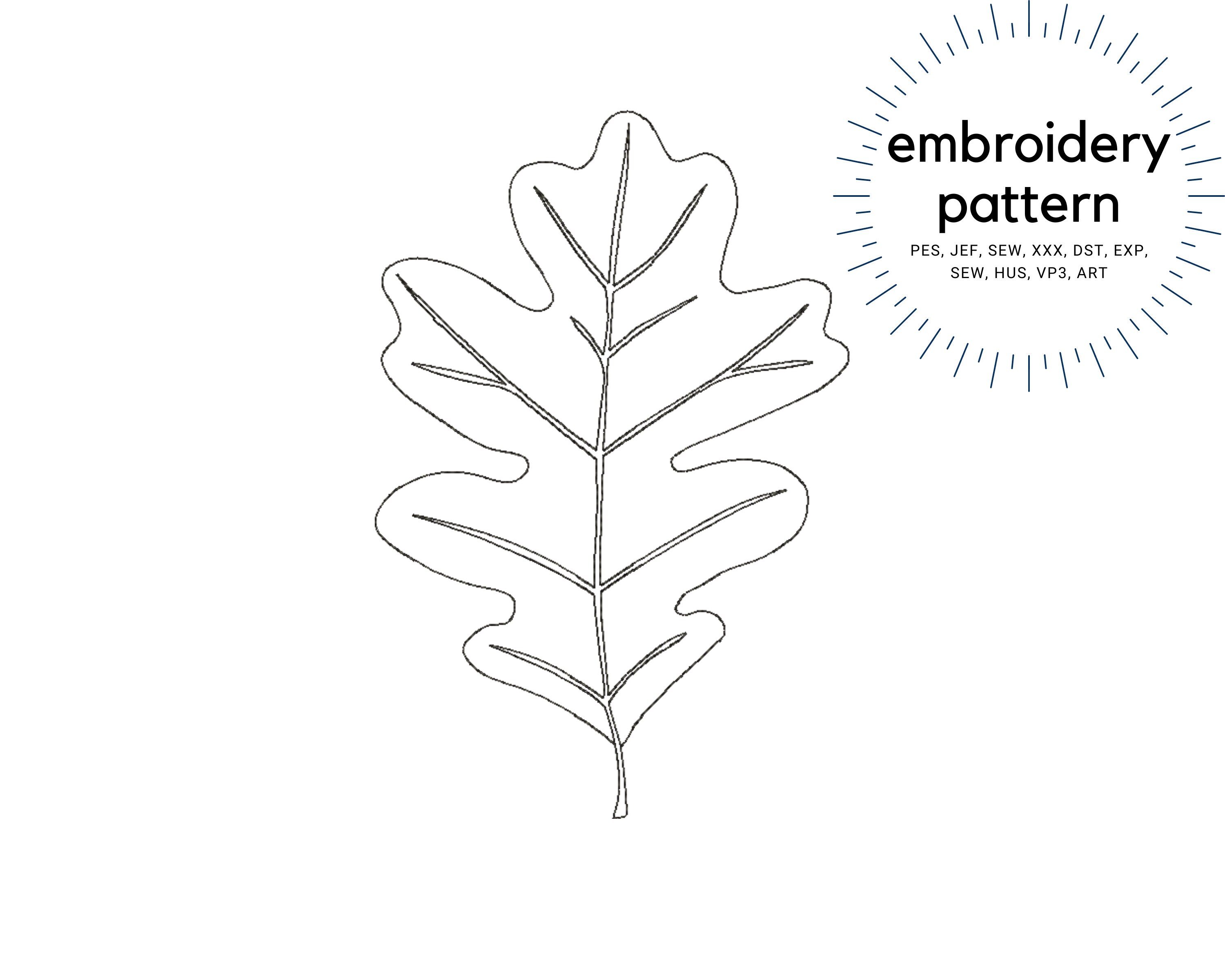 Oak Leaf Outline Machine Embroidery Design Line Art Design | Etsy