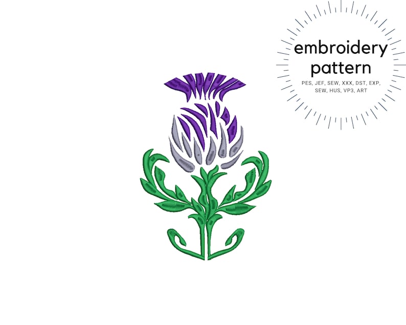 Thistle Embroidery Design, Scottish Thistle, Purple Flower Machine ...