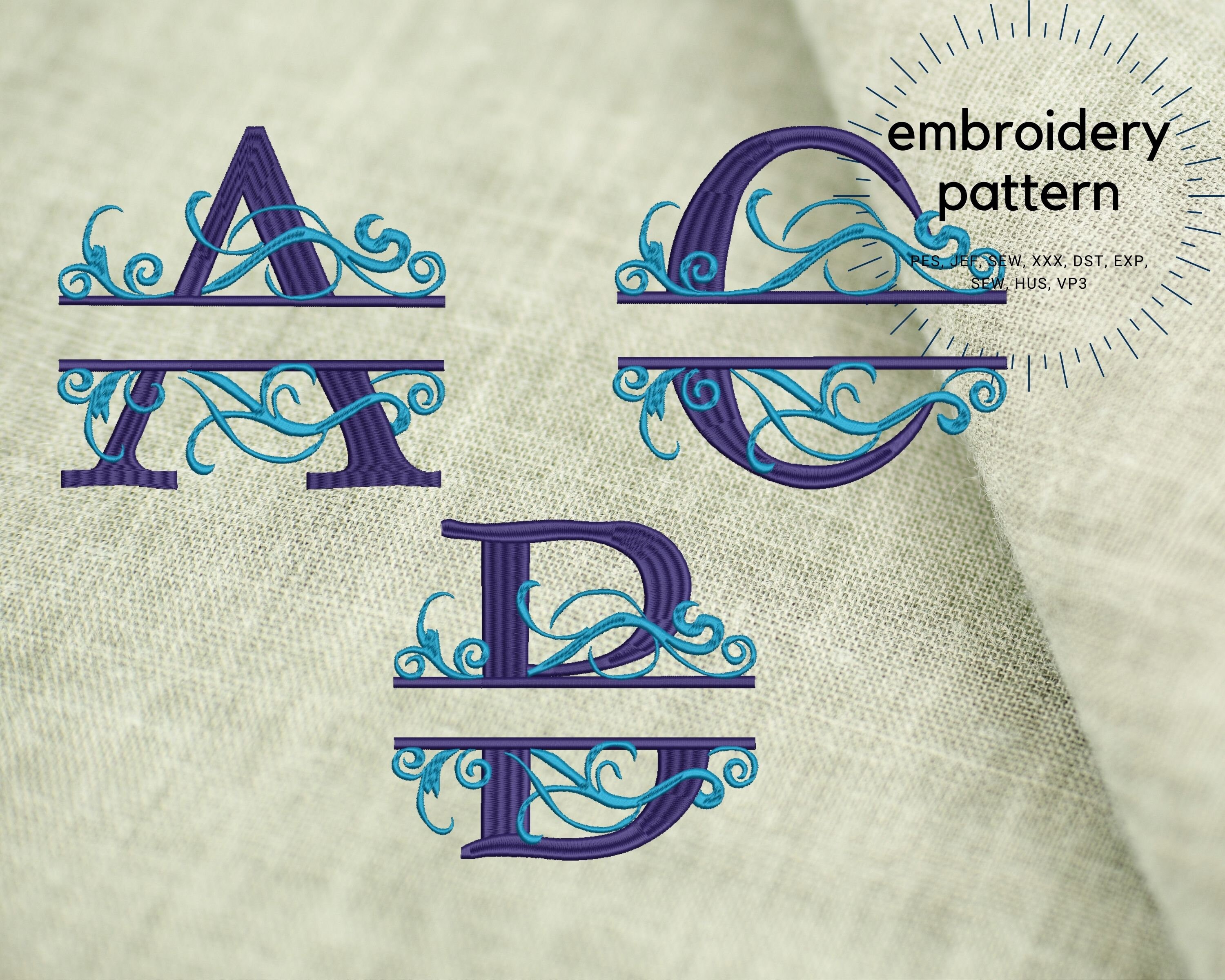 4'' Interlocking Vine Monogram Split Letters Alphabet | Etsy