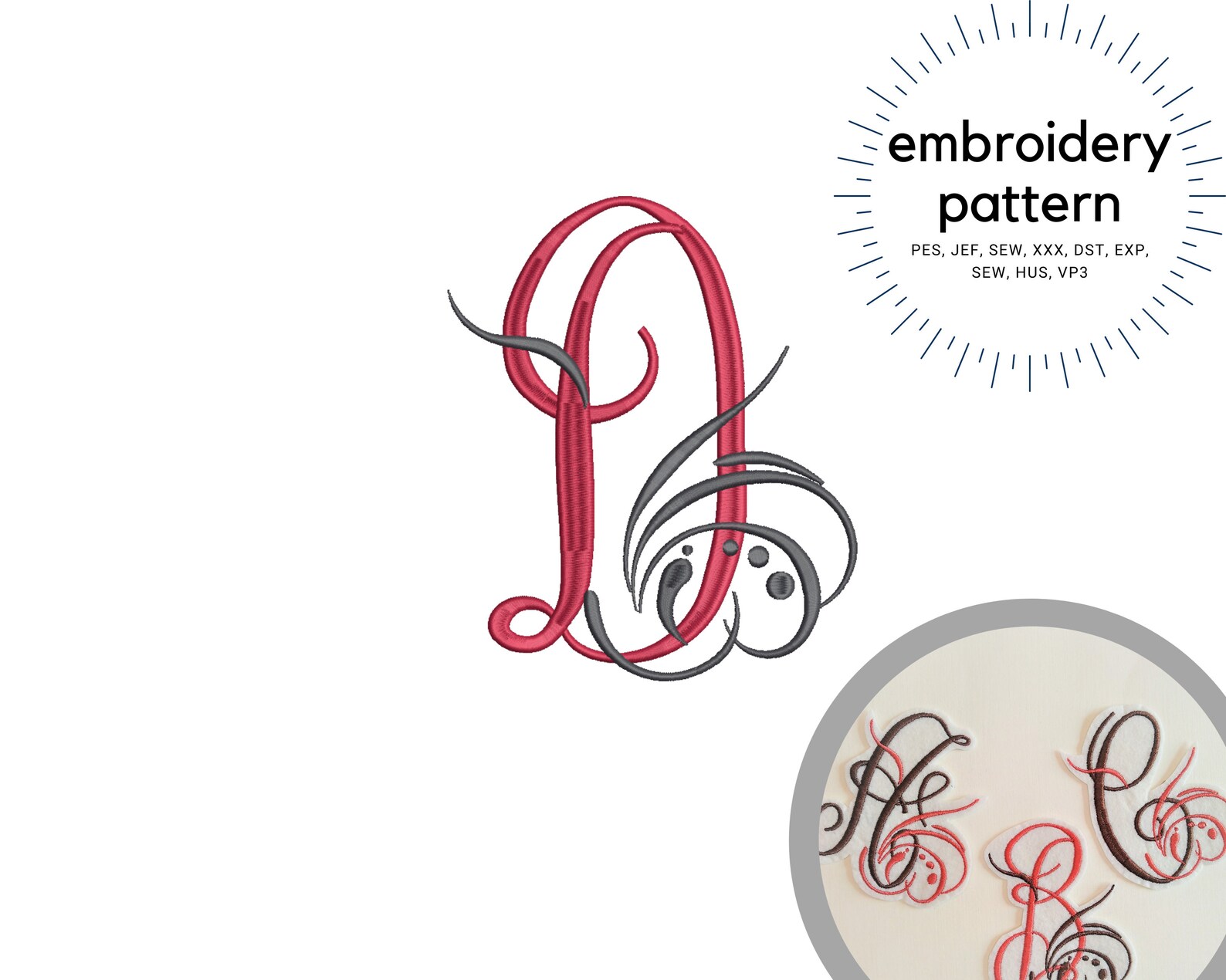 Letter D Vine Monogram Machine Embroidery Font | Etsy