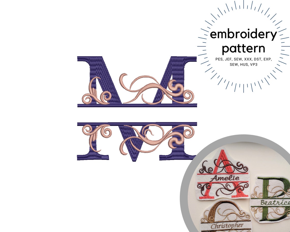 Letter M Split Letter Monogram Embroidery Pattern | Etsy