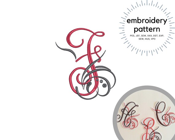 Letter F Vine Monogram Machine Embroidery Font | Etsy