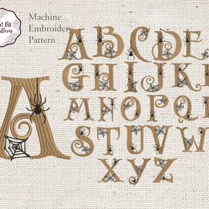 Halloween Font Design With Spider and Web for Machine Embroidery ...