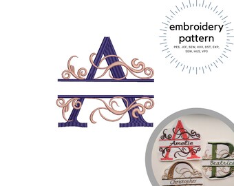 6'' Split Letter Monogram Embroidery Pattern | Etsy UK