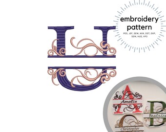 6'' Split Letter Monogram Embroidery Pattern - Etsy UK