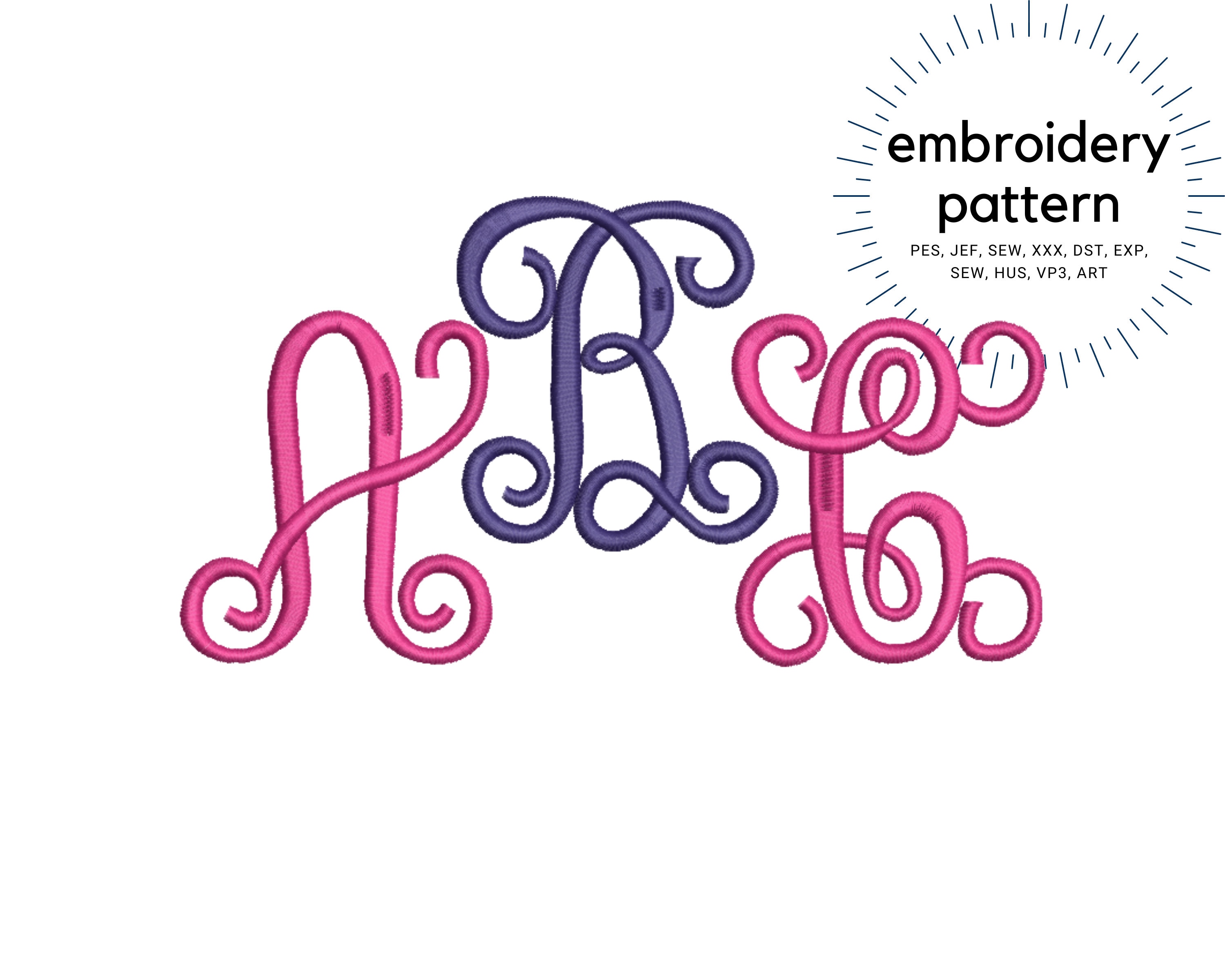 Monogram Letters Embroidery, Interlocking Vine Single Capital Letters ...