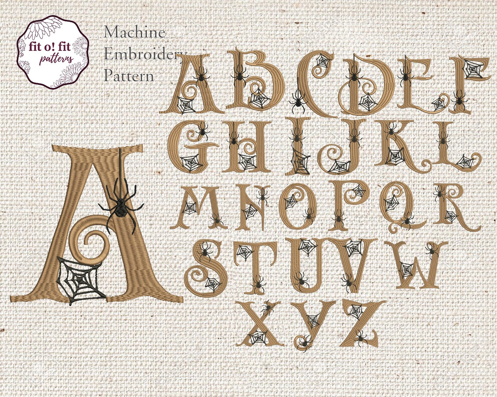Halloween Font Design With Spider and Web for Machine - Etsy