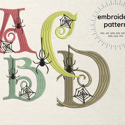 Halloween Machine Embroidery Font Monogram Alphabet Machine - Etsy