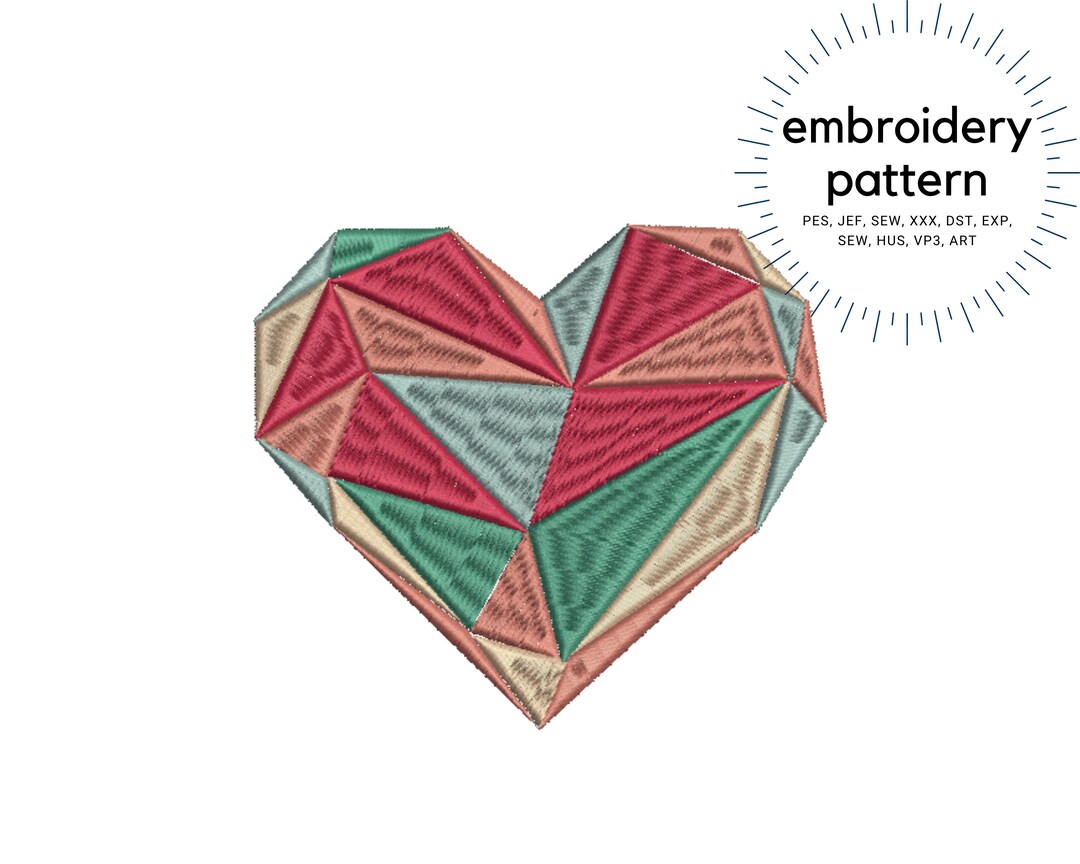 Geometric Heart Embroidery Design, St. Valentines Designs, Machine ...