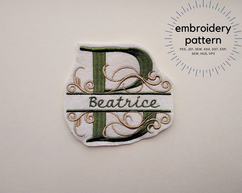 3.5'' Split Letter Monogram Embroidery Pattern | Etsy
