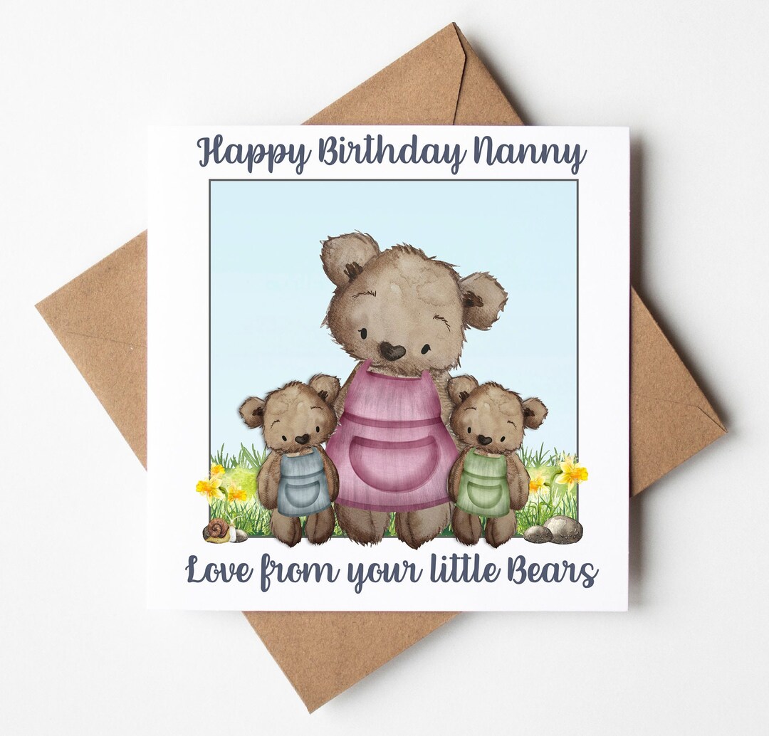 Personalized Nanny Birthday Card: Teddy Bear Design - Etsy