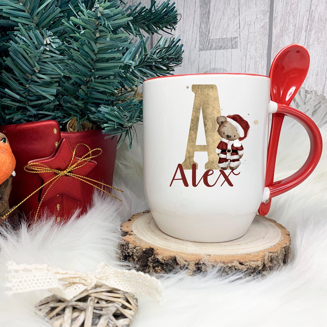 Red Handle Spoon Mug Personalised Red Handle Spoon Mug Hot - Etsy UK